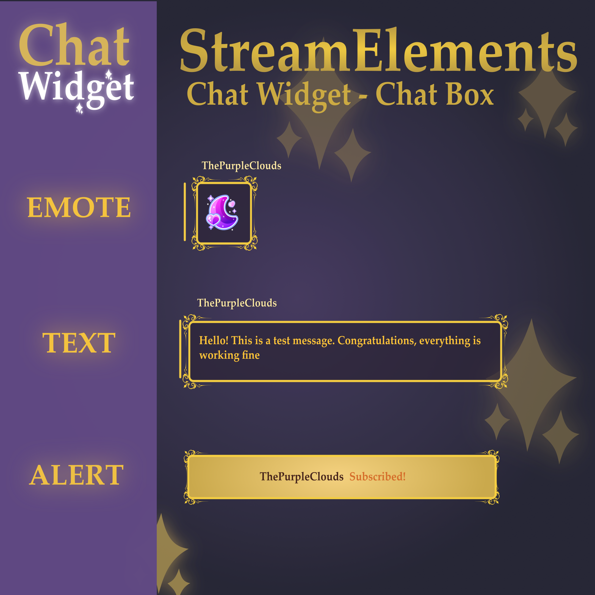 Chat Widget Stream Elements, Celestial Minimal, Elegant Theme, Chat Box and Alerts for Twitch ...