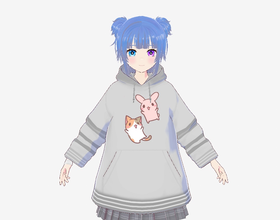 [VRoid] Chibi Animal Hoodie Grey Long Sleeve Outfit - donke - BOOTH