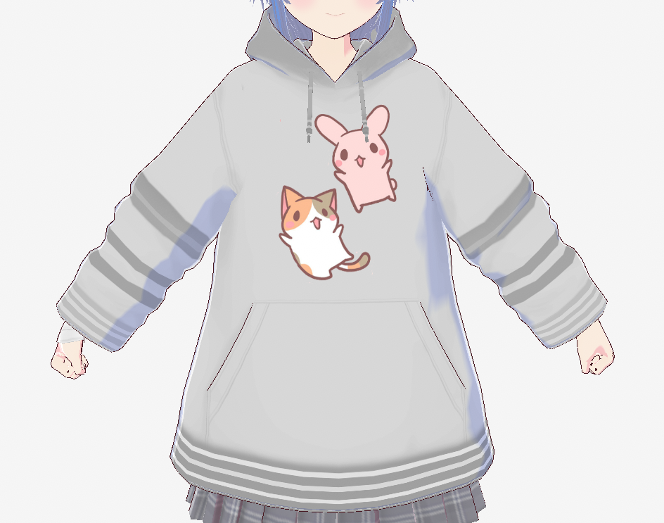 [VRoid] Chibi Animals Hoodie ちびアニマルパーカー グレー長袖衣装 - donke's vroid shop ...