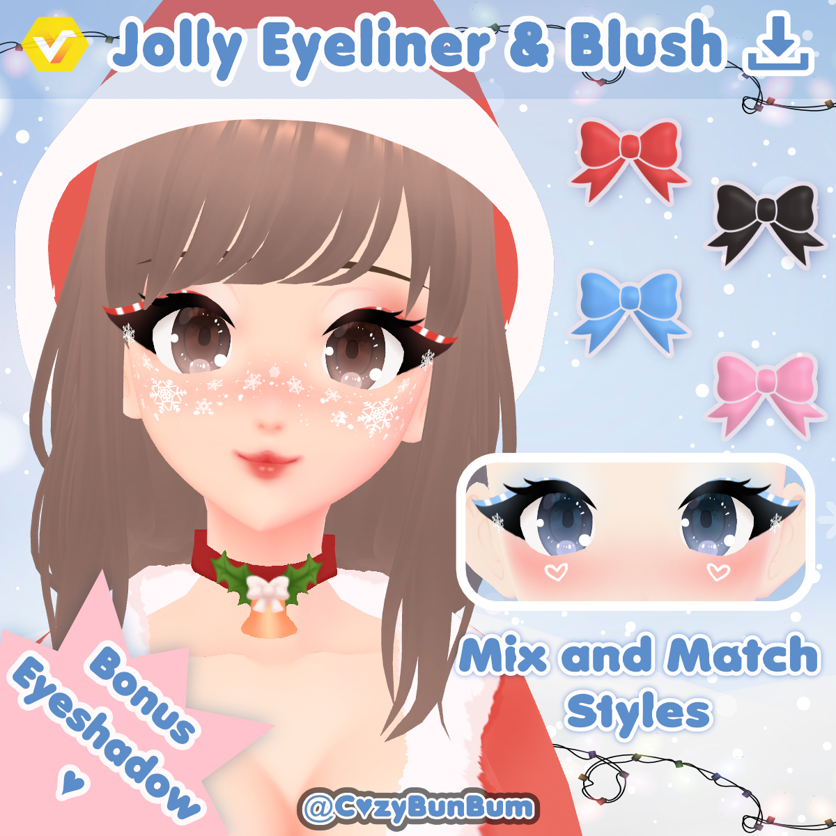 VRoid Christmas Makeup Set クリスマスメイク Jolly Eyeliner and Blush Texture ...