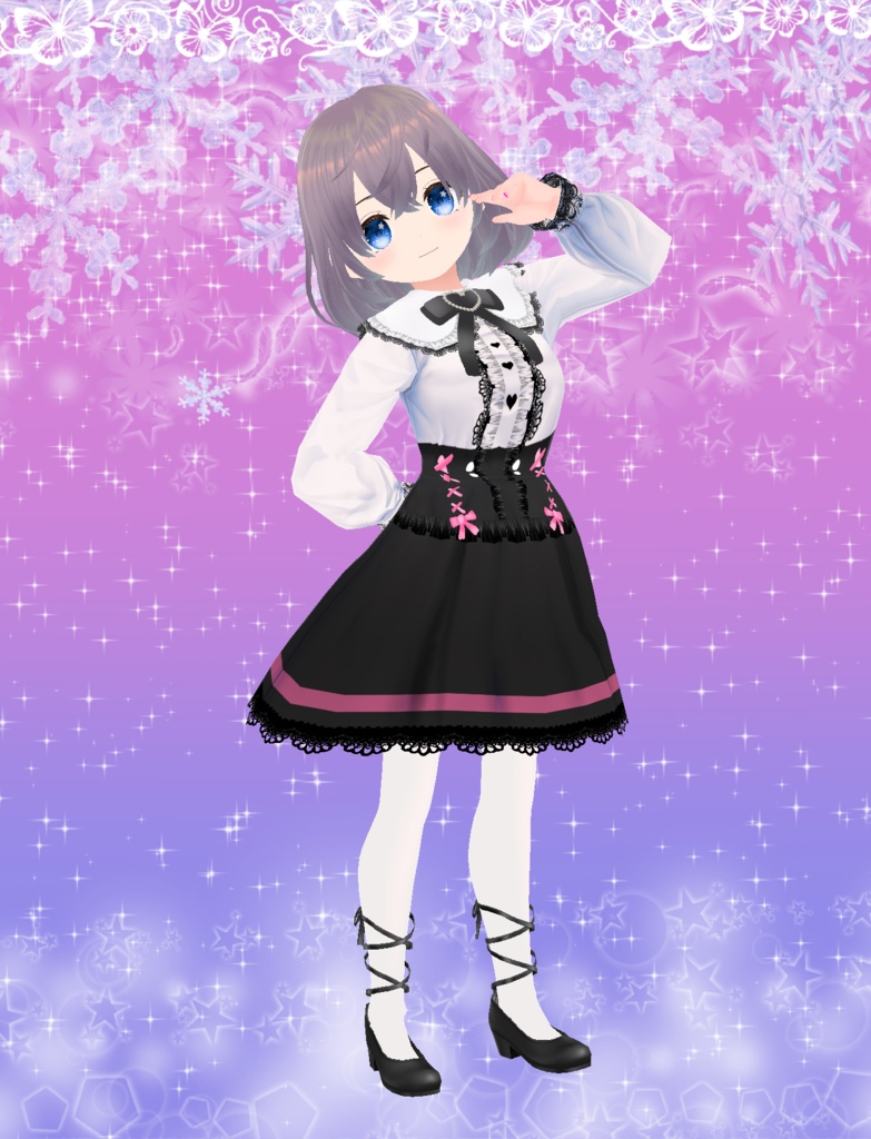 甘フリルのモノクロワンピ - raychell-iori - BOOTH