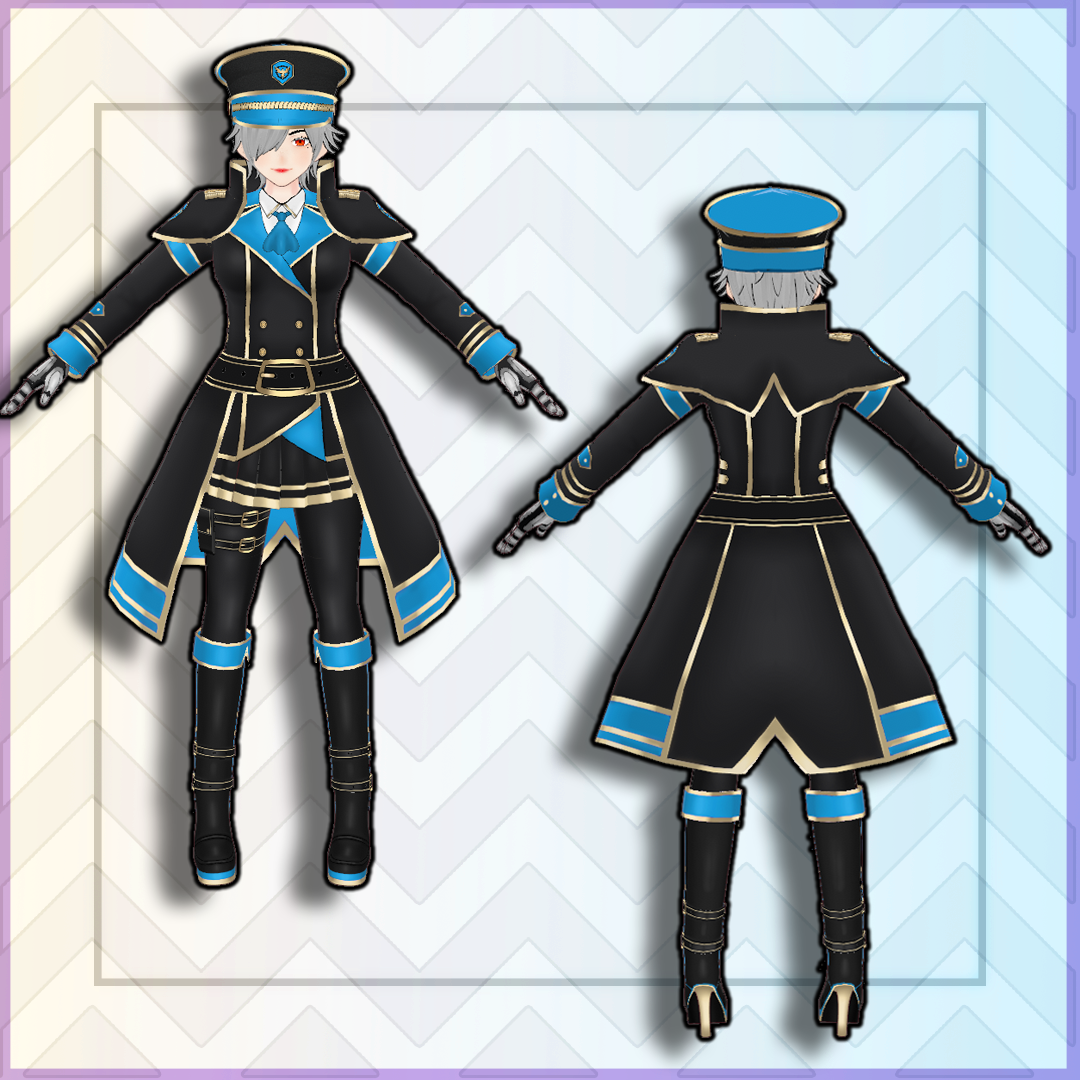(vroid) military female Outfits Set + Hat (multiple colour) - jonathan ...