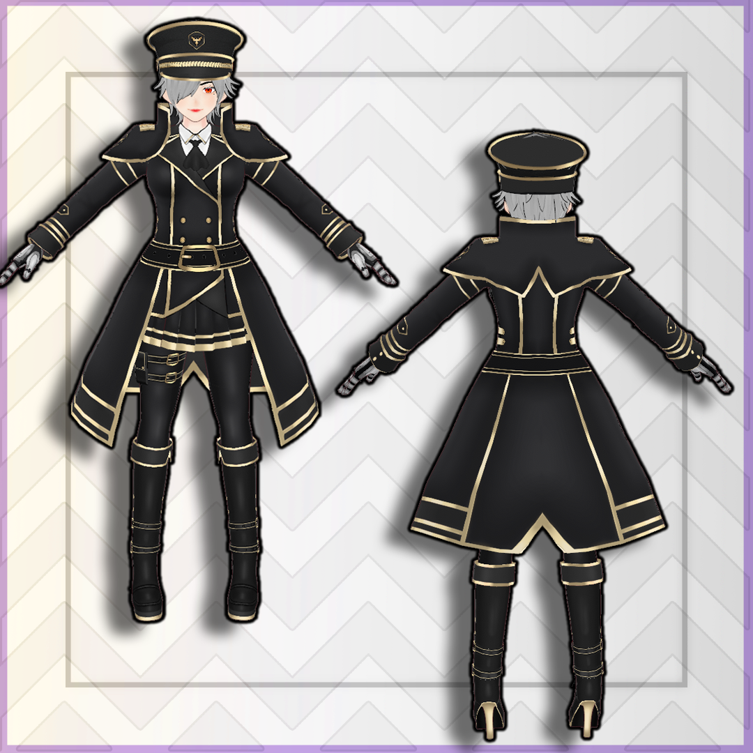(vroid) military female Outfits Set + Hat (multiple colour) - jonathan ...