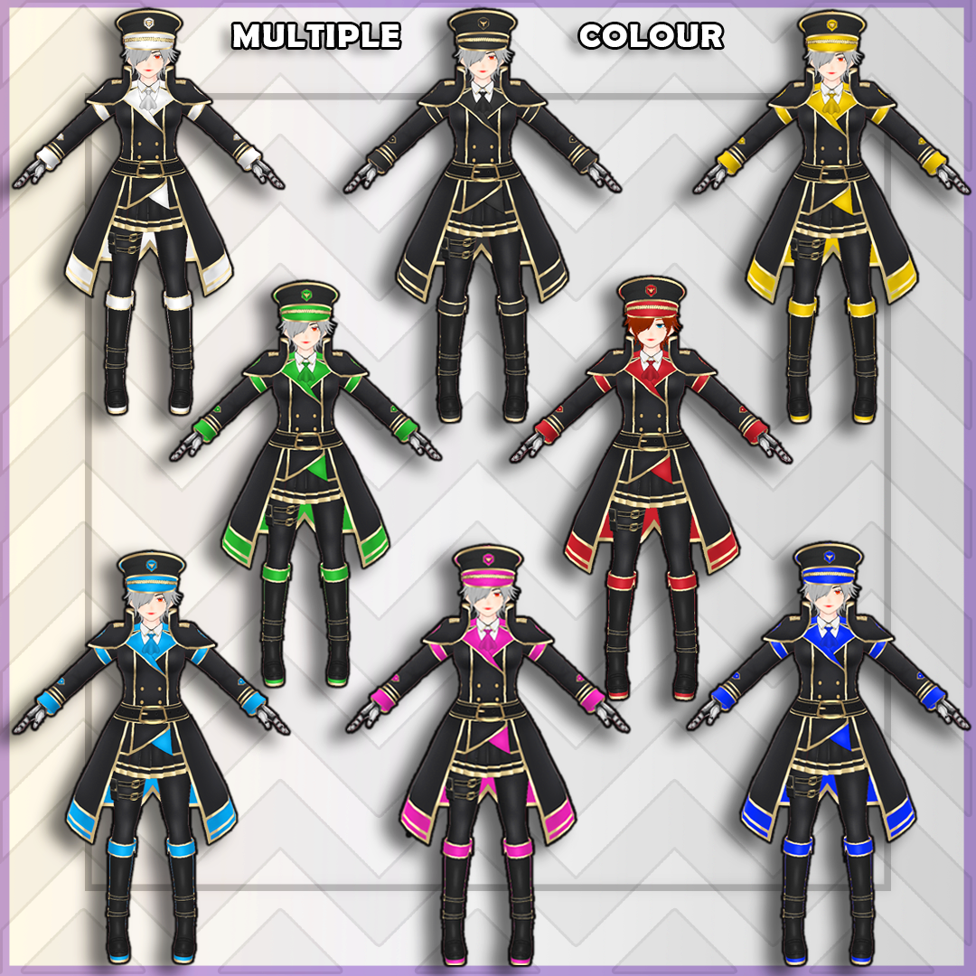 (vroid) military female Outfits Set + Hat (multiple colour) - jonathan ...