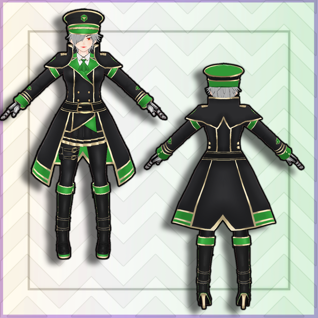 (vroid) military female Outfits Set + Hat (multiple colour) - jonathan ...