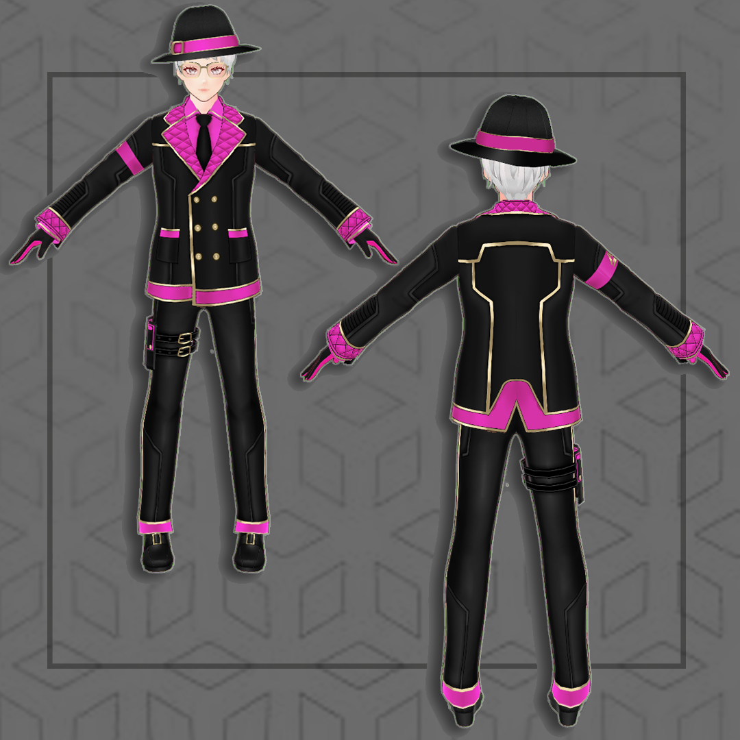 (Vroid) Male Suit Outfits + Fedora(multiple color) - jonathan-yuri - BOOTH
