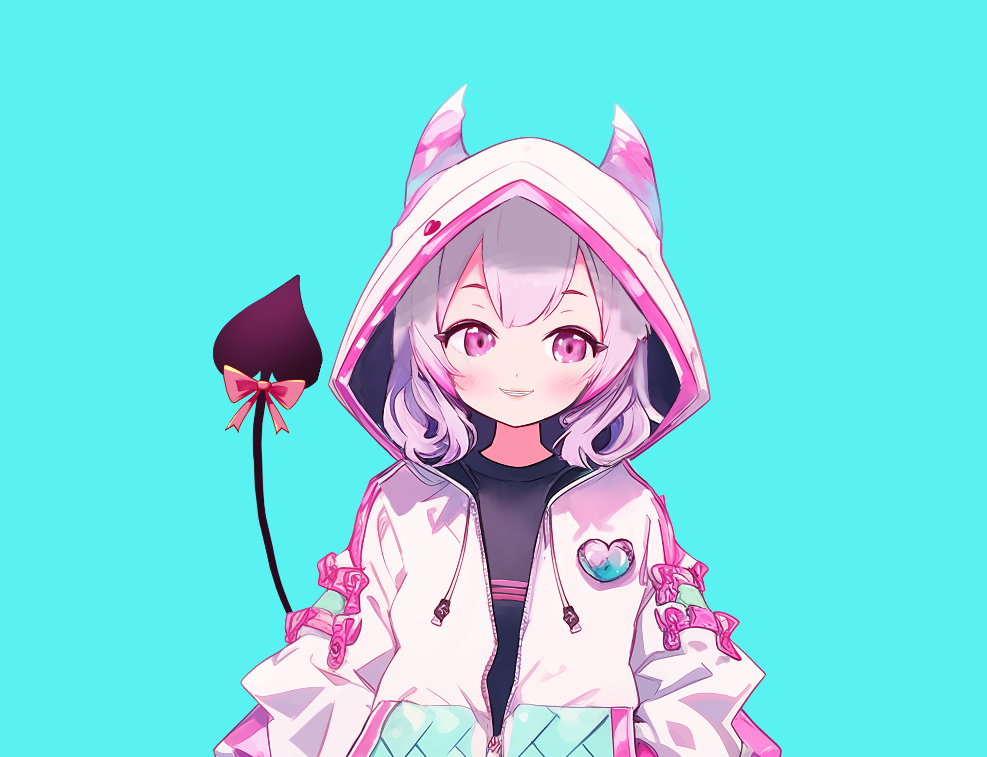 Pink Demon Girl Vtuber 2d Live2d avatar 3 Expressions 8 Free Emotes ...