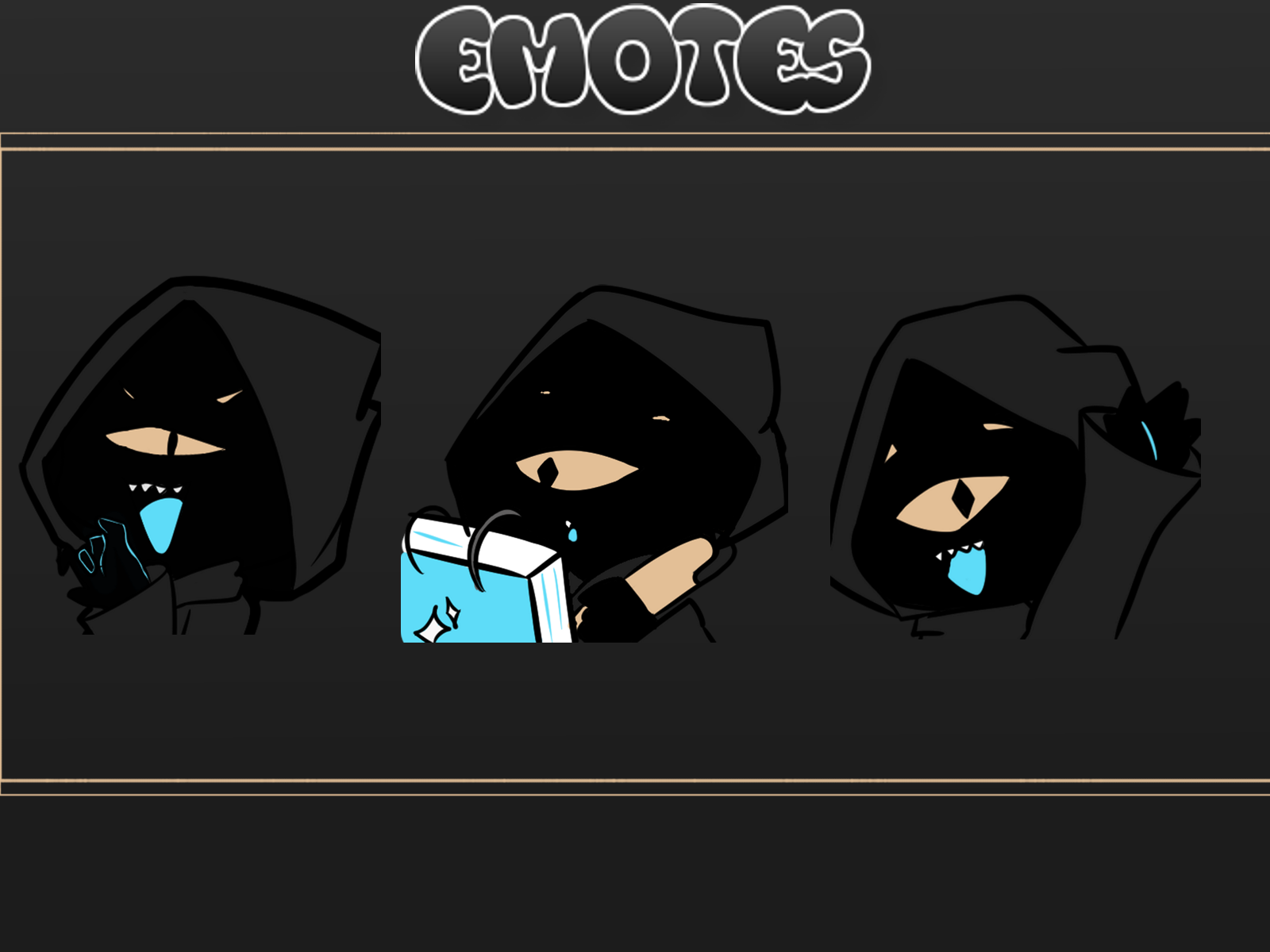 Avatar Vtuber 2d Con Overlay Twitch Oscuro Noche Emotes Y Paneles Pack ...
