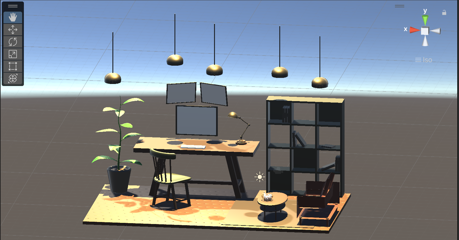 【unitypackage、fbx】部屋（モニター・キーボード・椅子・机・ライト・本棚・ソファ・フルーツ・植物） - 3d-model - BOOTH