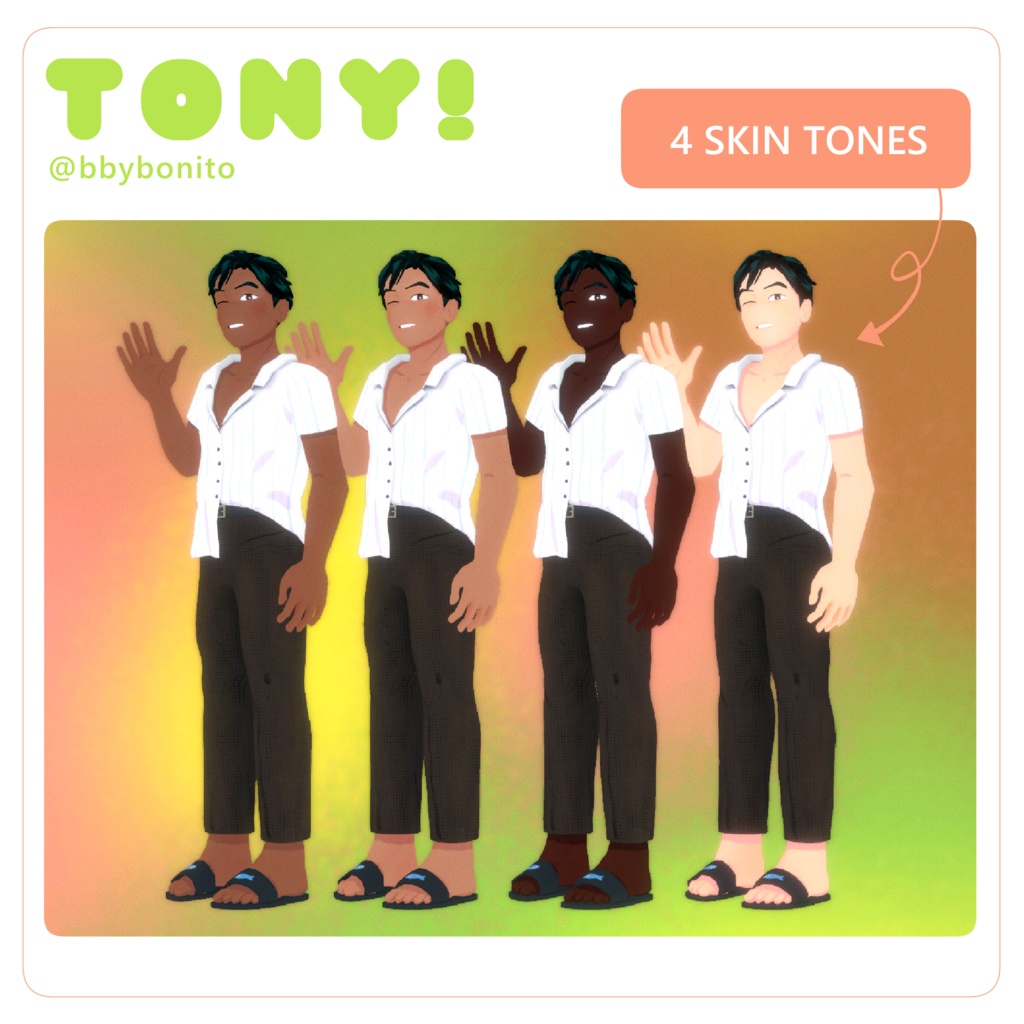 Tony! VRchat Male Avatar [ Quest & PC ] - BabyBonito - BOOTH