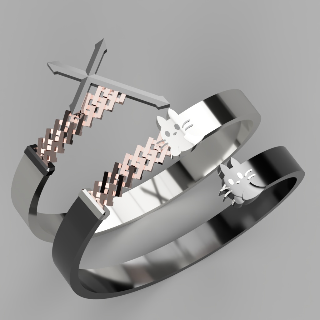 [VRCHAT] Cross Black&White Cat Ring / 십자가 검은&흰 고양이 반지 / 十字架黒&白猫の指輪 ...