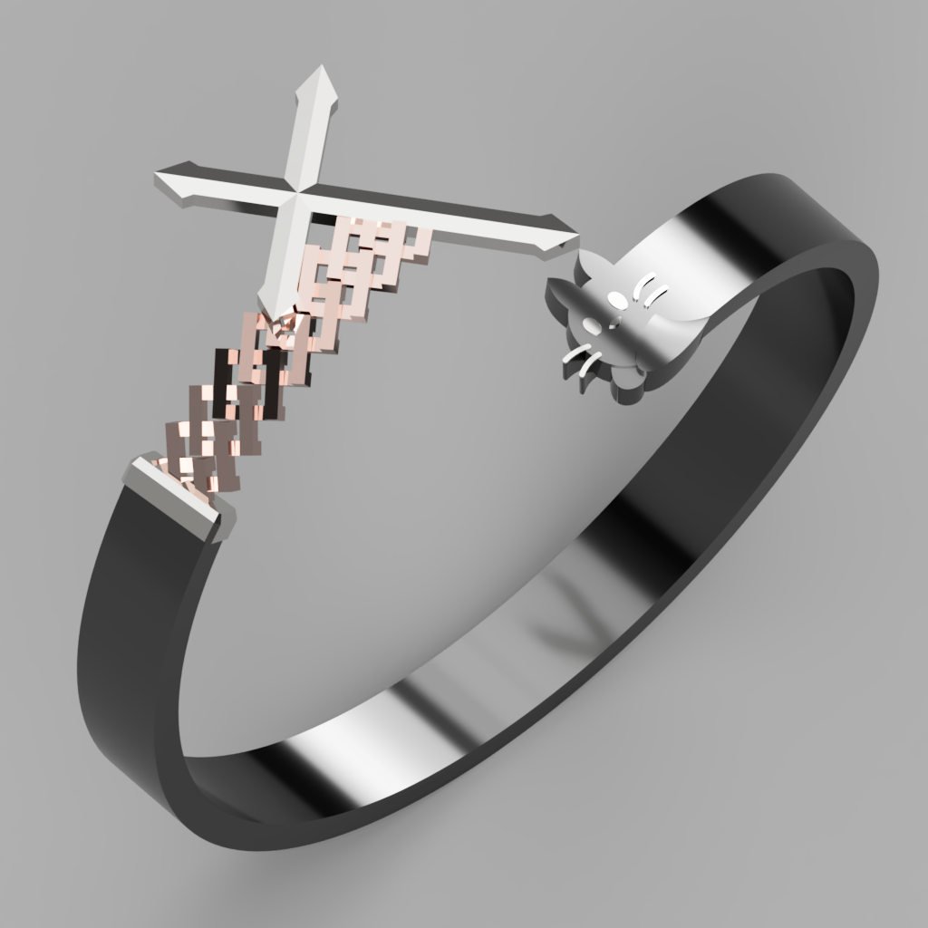 [VRCHAT] Cross Black&White Cat Ring / 십자가 검은&흰 고양이 반지 / 十字架黒&白猫の指輪 ...