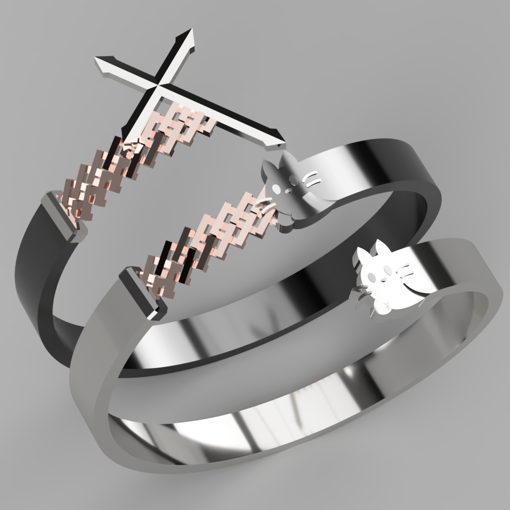 [VRCHAT] Cross Black&White Cat Ring / 십자가 검은&흰 고양이 반지 / 十字架黒&白猫の指輪 ...