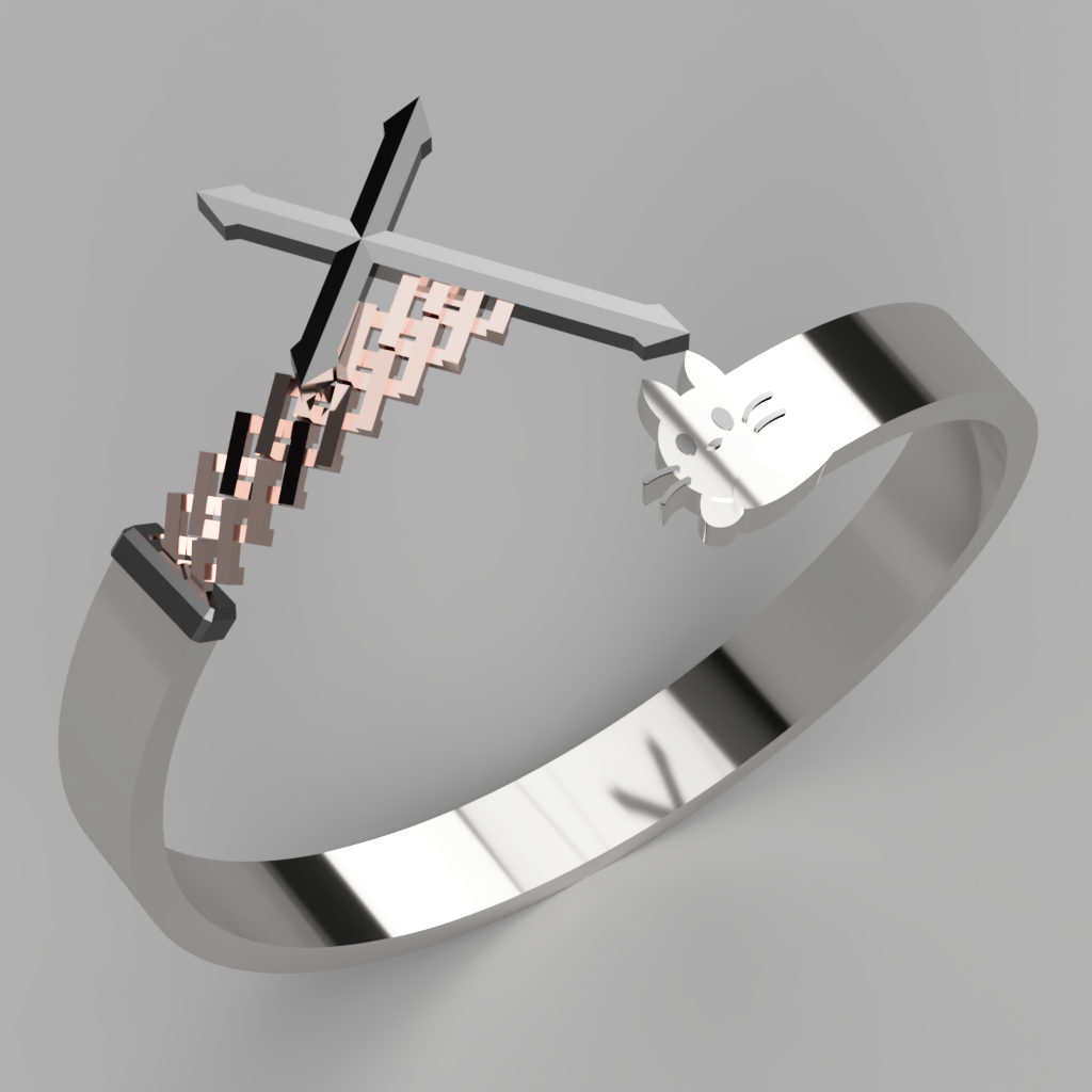 [VRCHAT] Cross Black&White Cat Ring / 십자가 검은&흰 고양이 반지 / 十字架黒&白猫の指輪 ...