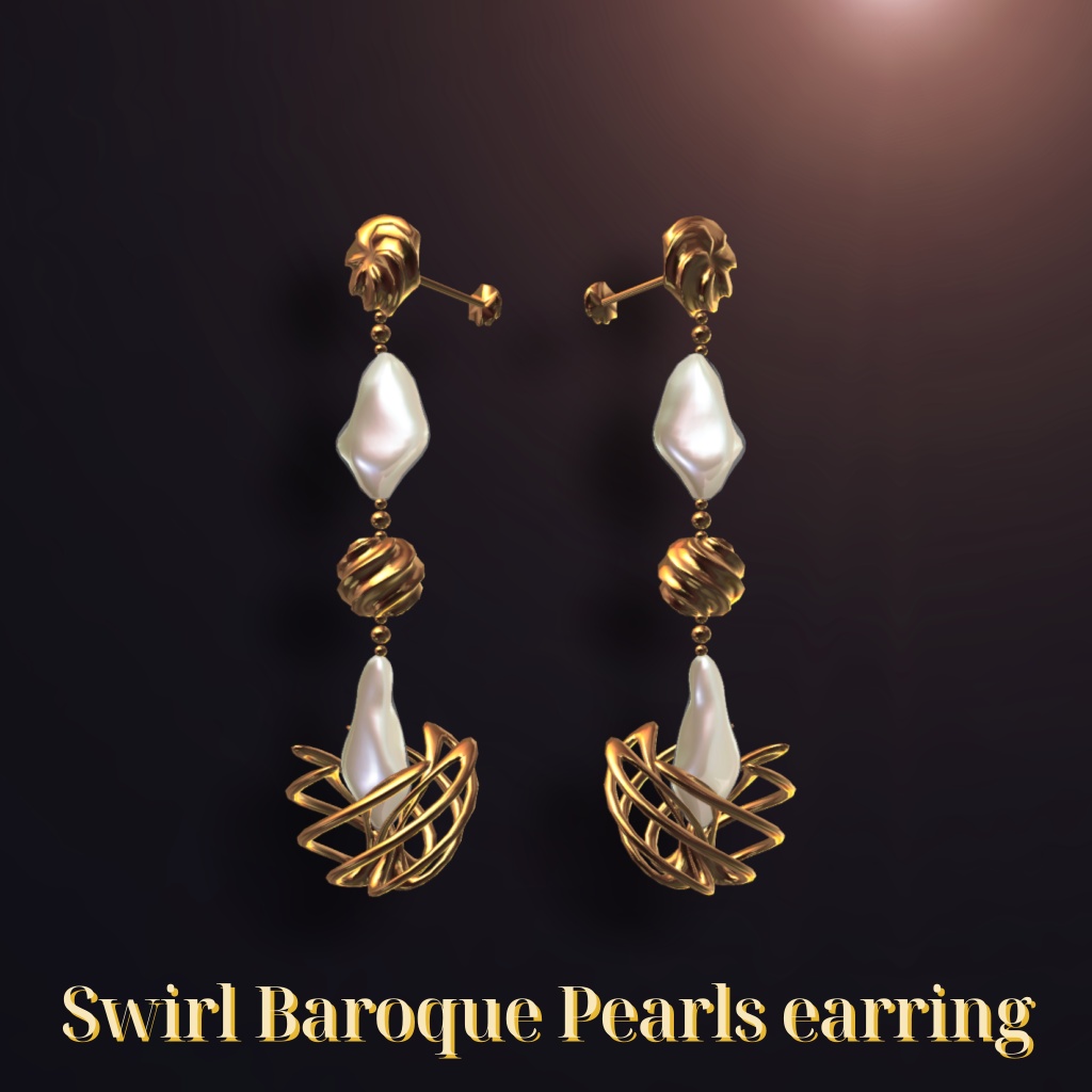 [Free]Swirl Baroque Pearls earring - Wild_shop - BOOTH