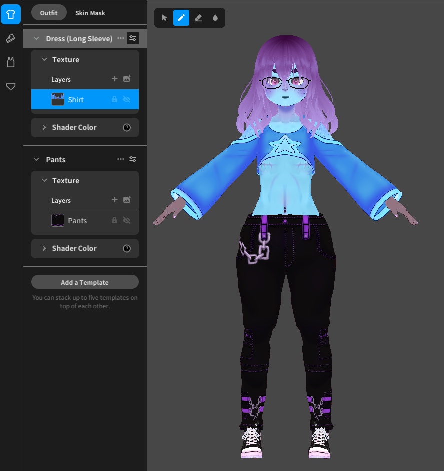 F2U Blue Star Shirt + Tripp Pants - Vroid Studio Texture ...