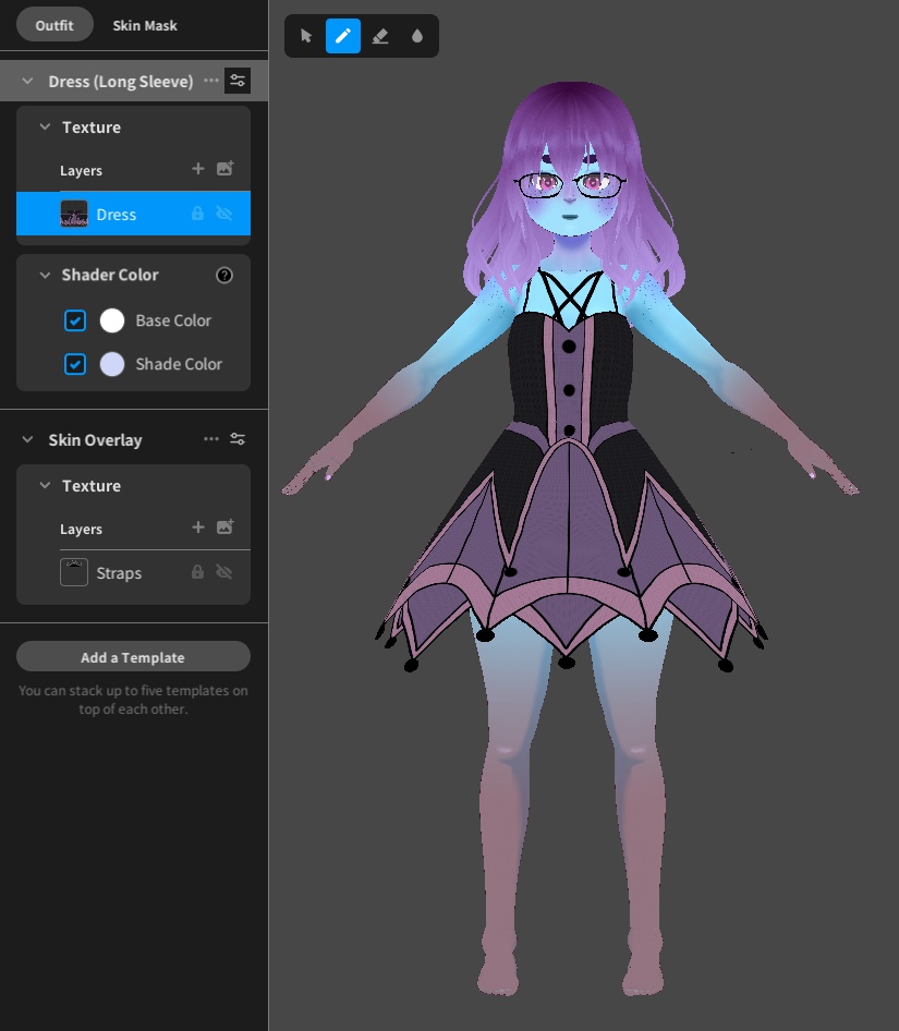 F2U Goth Bunny Circus Dress - Vroid Studio Texture - Mischievouslyeepy ...