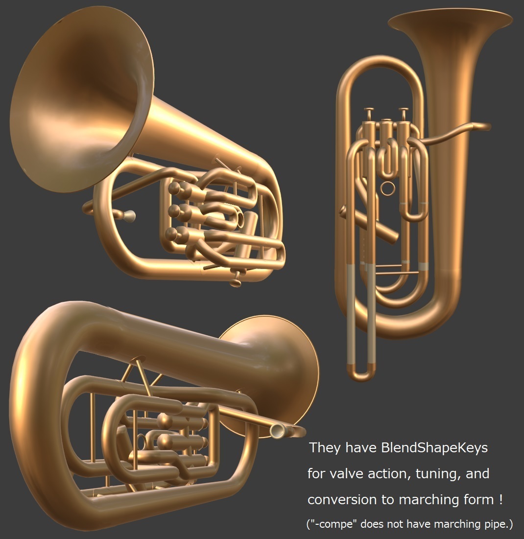 3Dモデル_ユーフォニアム_Euphonium - enghts' inst - BOOTH