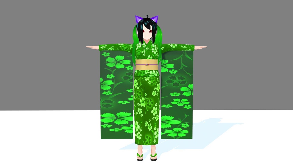 My vroid studio oc aki in a kimono model dl - skates99 - BOOTH