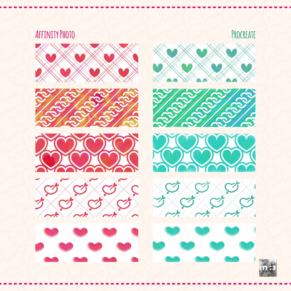 ハート柄パターンブラシ Affinity Photo・Procreate用 - m :) - BOOTH