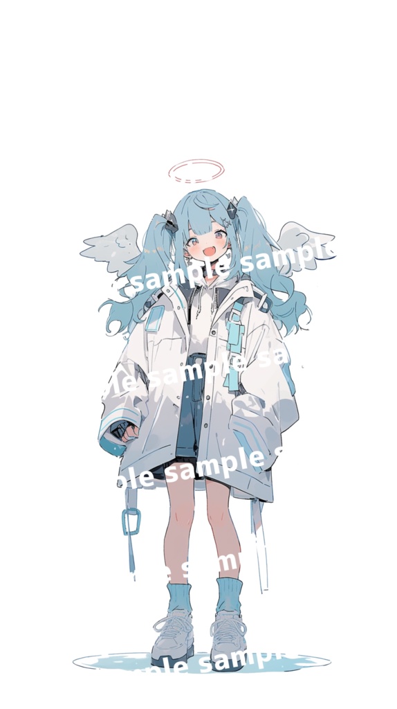 【IRIAM対応】サブカル水色天使ちゃん--配信用立ち絵 - すののAIイラストショップ - BOOTH