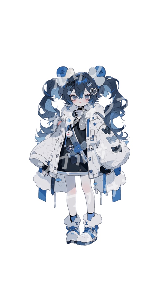 【IRIAM対応】サブカル藍色ツインテちゃん--配信用立ち絵 - まりのAIイラストショップ - BOOTH