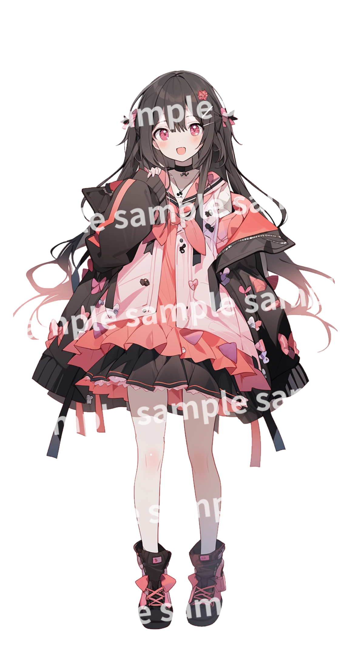 【IRIAM対応】黒髪ピンクワンピちゃん--配信用立ち絵 - まりのAIイラストショップ - BOOTH