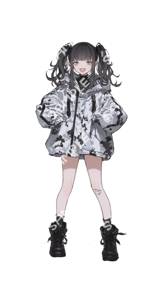【IRIAM対応】ツインテパーカーお姉さん--配信用立ち絵 - すののAIイラストショップ - BOOTH