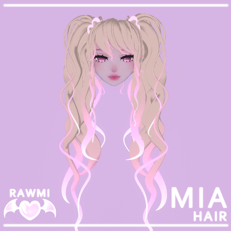 VRChat, MMD Hair - Long Wavy Ponytails - awmi - BOOTH