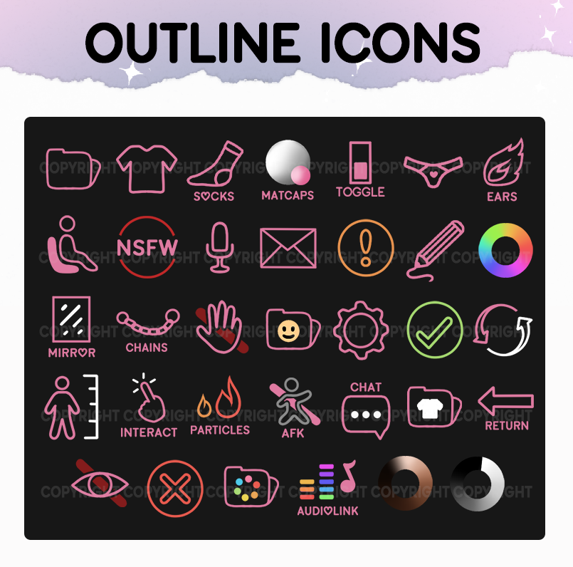 VRChat Custom Icons OUTLINE VERSION - awmi - BOOTH