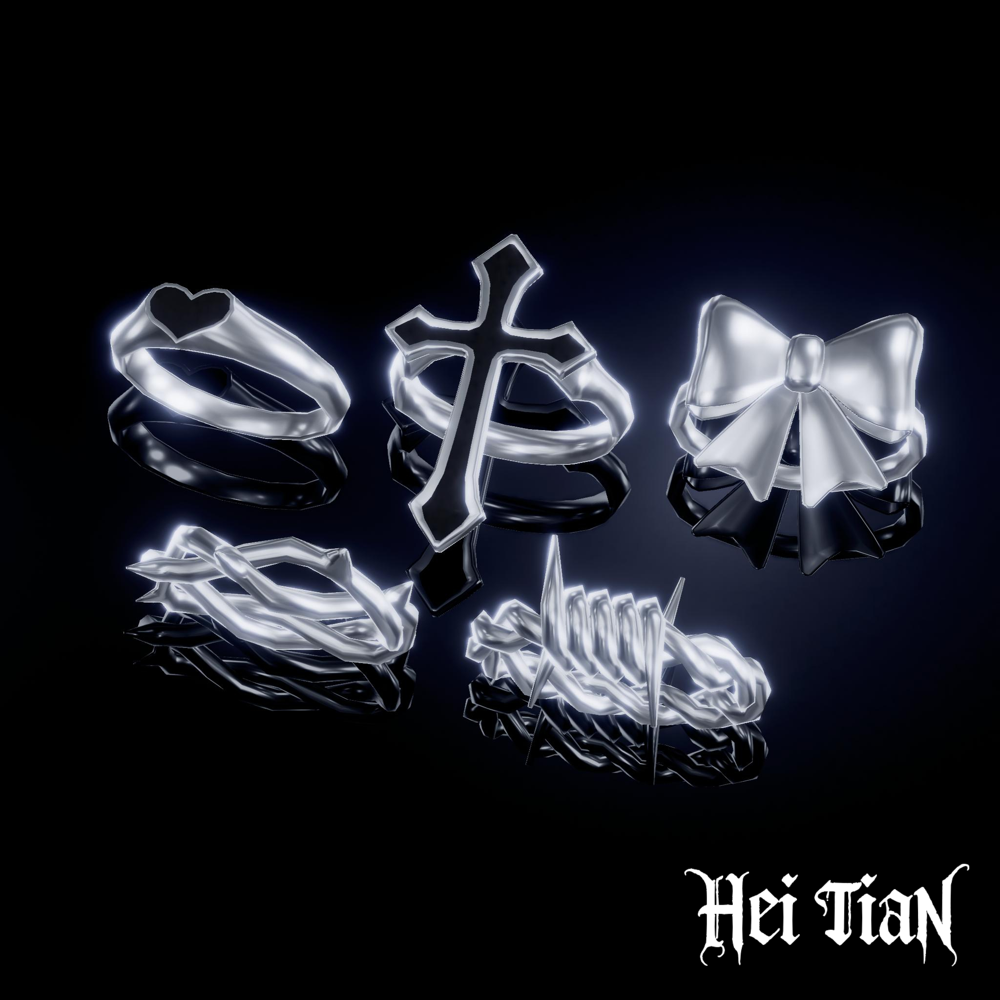 【VRChat】Gothpunk Ring Set 指輪 - HEI TIAN - BOOTH
