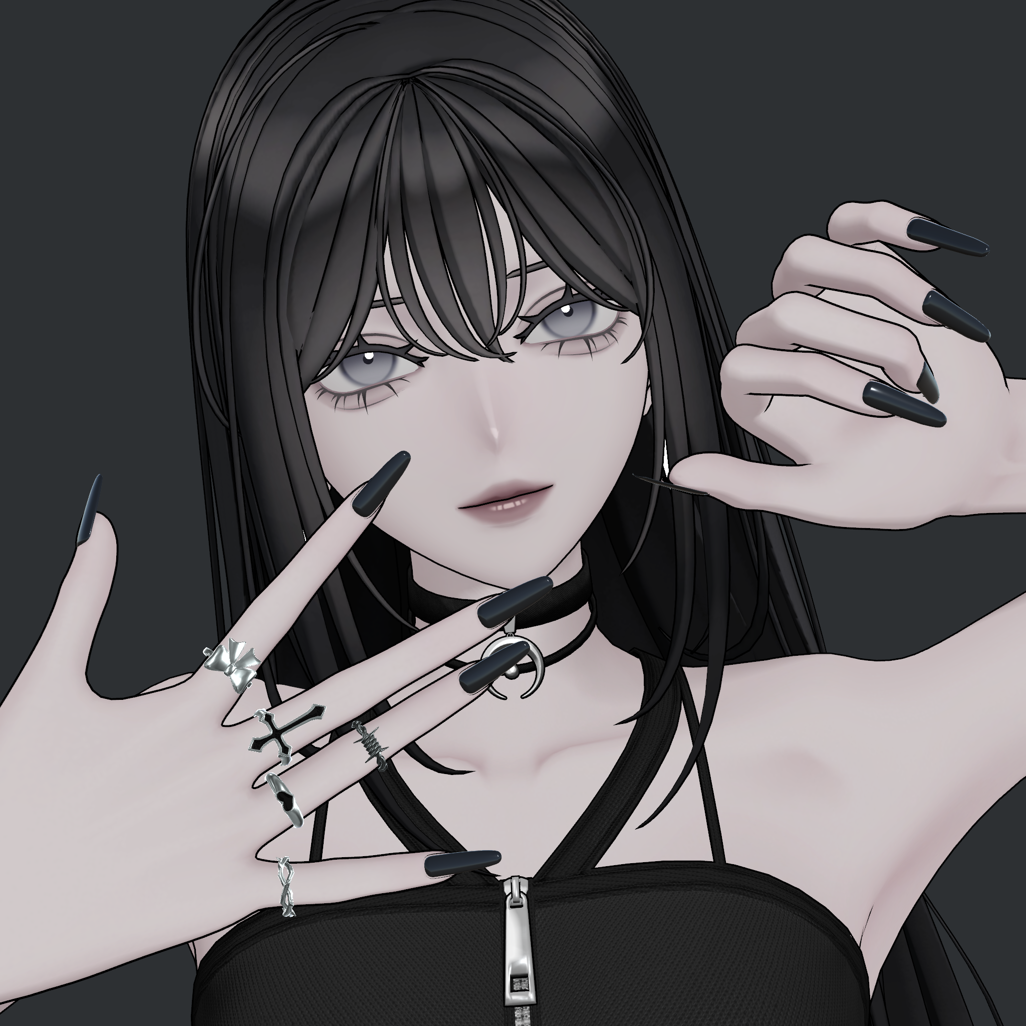 【VRChat】Gothpunk Ring Set 指輪 - HEI TIAN - BOOTH