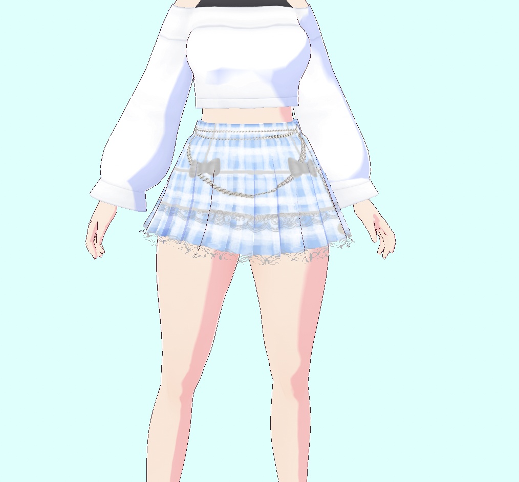 Blue plaid skirt for vroid studio - strandedvroid - BOOTH