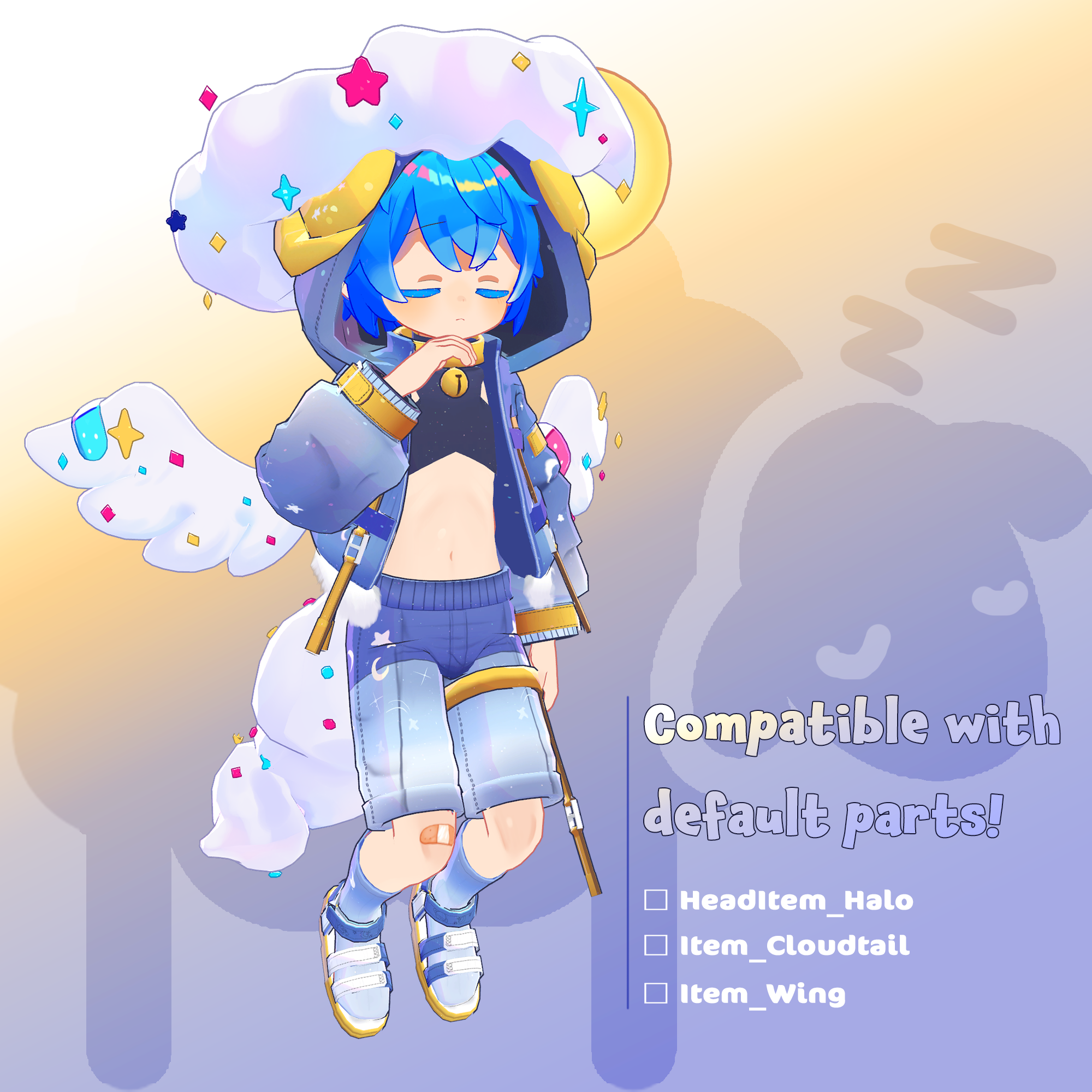 【3Dモデル】シピルカ(Shipilka) - Sheep Tech-wear - Blue Cloud - BOOTH