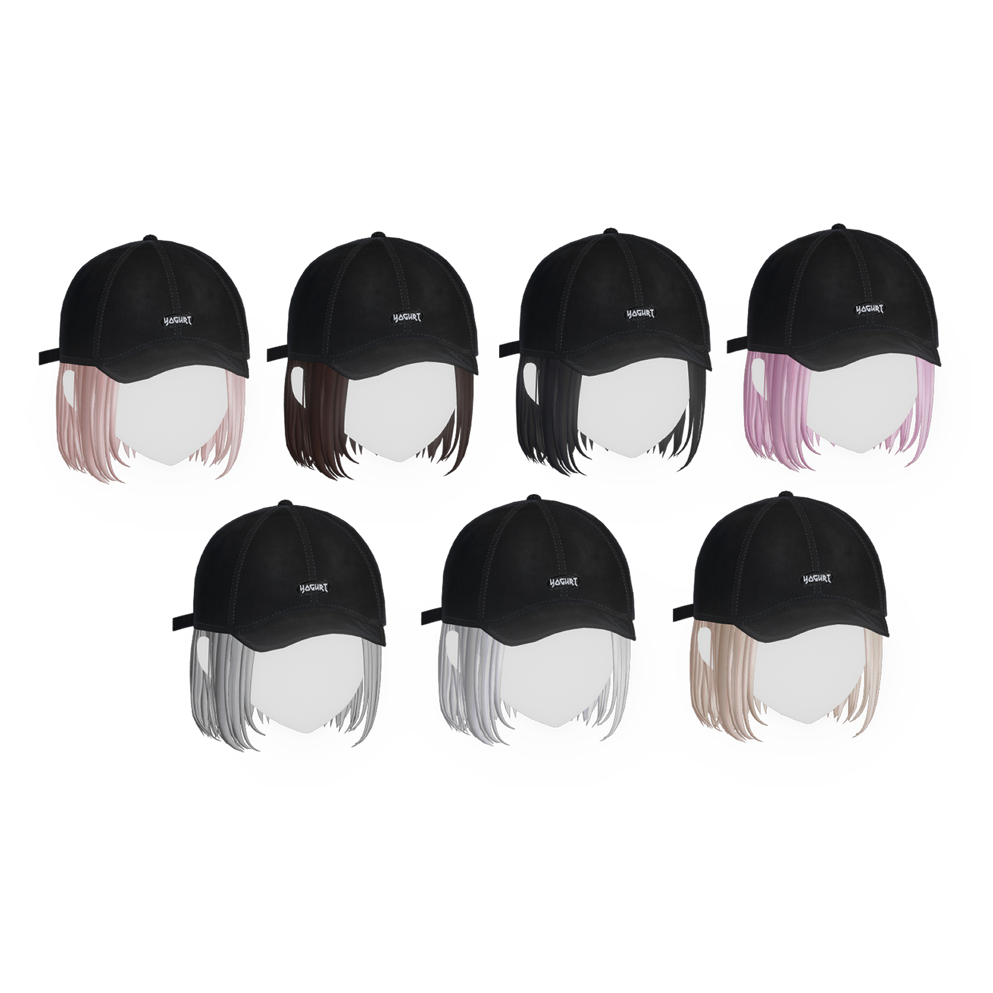 【7Avatars】 Bob hair with cap - Yogurt_Shop - BOOTH