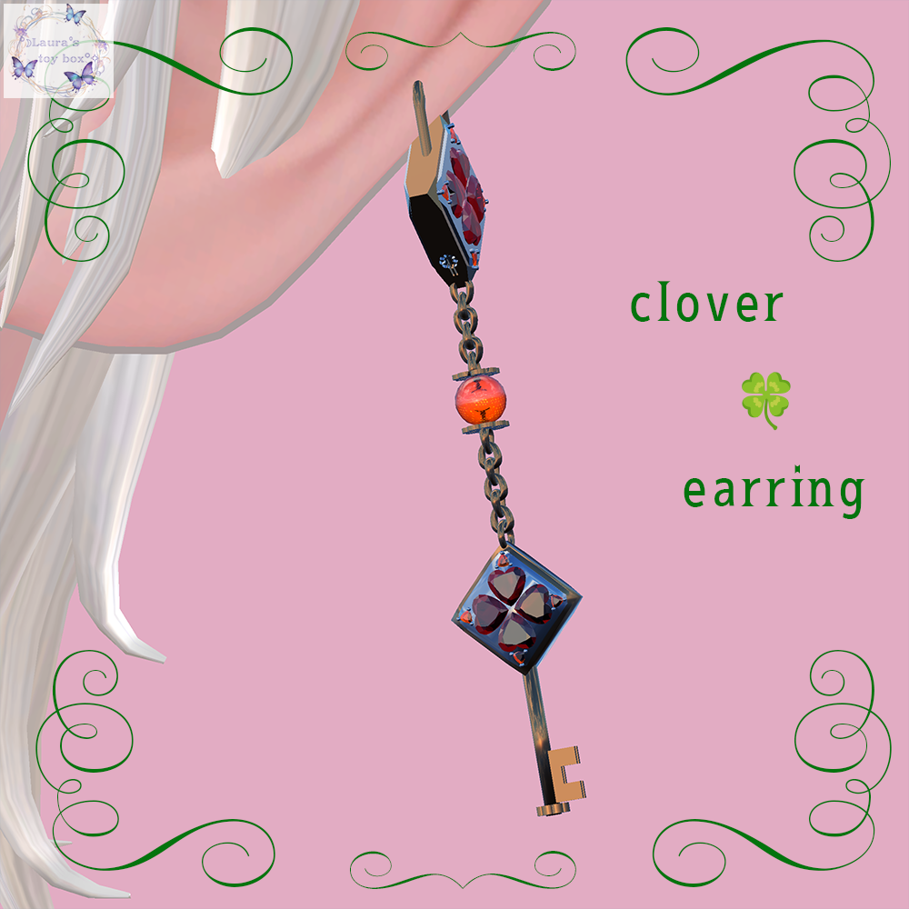 【VRChat想定】happy clover key earring 【アバター用アクセサリー】 - *☽ 𝕃𝕒𝕦𝕣𝕒'𝕤 𝕥𝕠𝕪 𝕓𝕠𝕩 ...