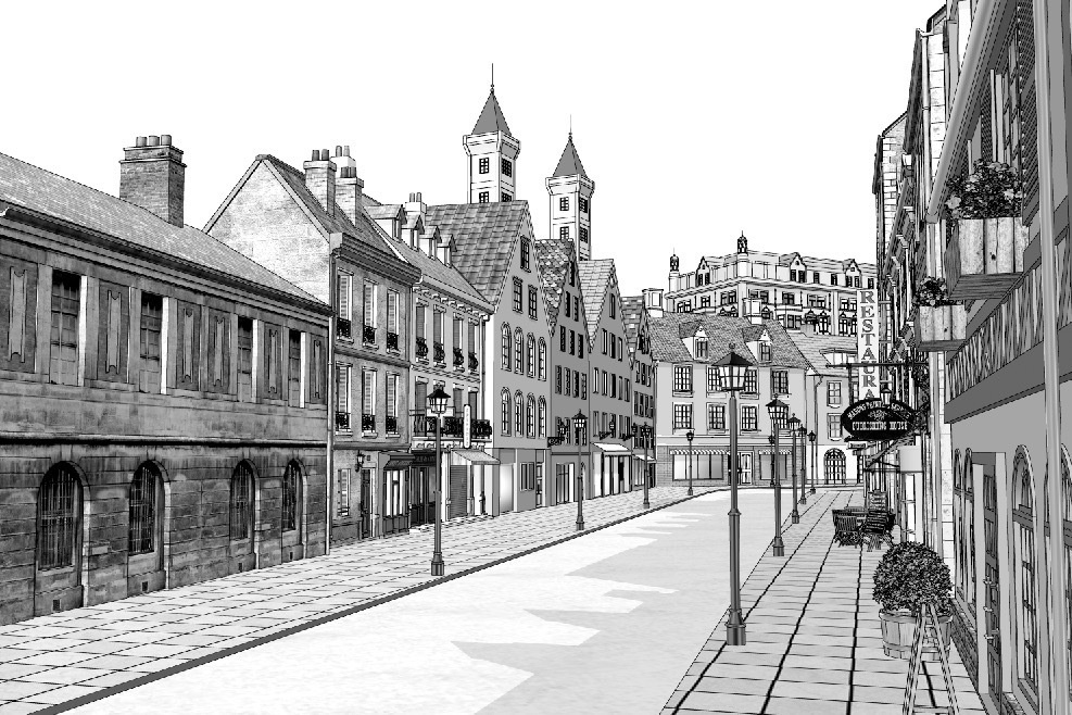 漫画背景 ヨーロッパ街並み04 - alumin2 - BOOTH