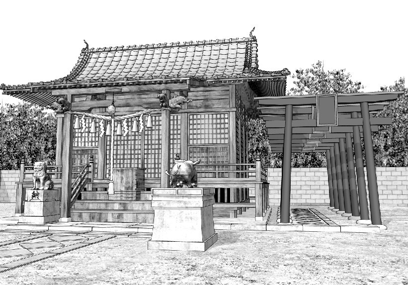 漫画背景 神社04 - alumin2 - BOOTH