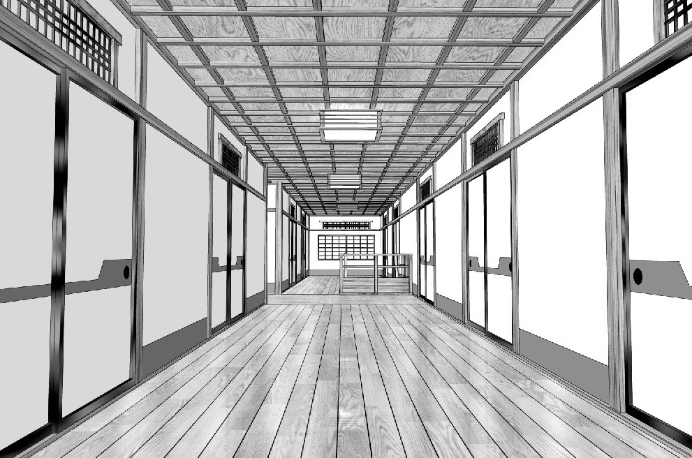 漫画背景 和風屋敷廊下06 - alumin2 - BOOTH