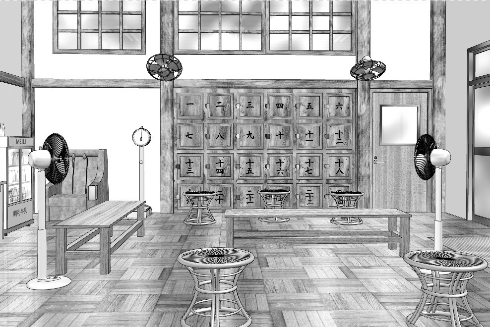 漫画背景 銭湯脱衣所03 - alumin2 - BOOTH