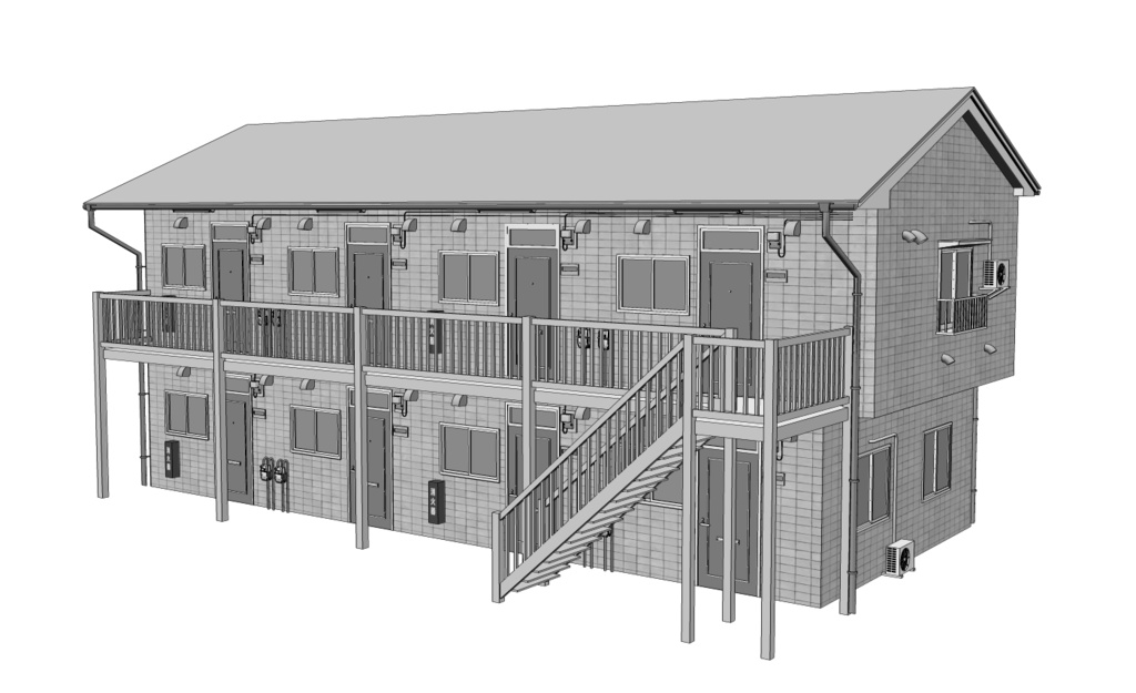 3Dモデル アパート01 - alumin2 - BOOTH