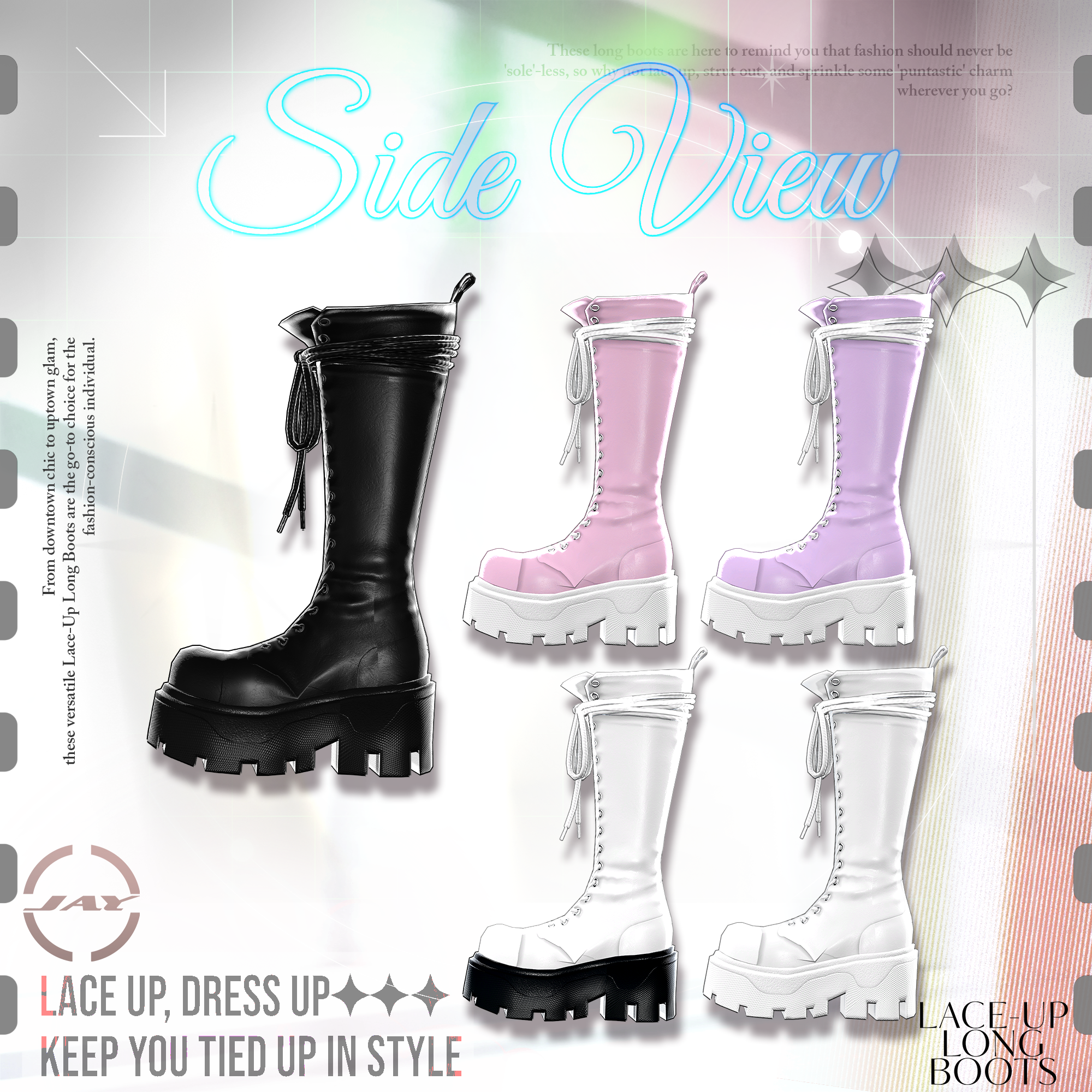 Lace-up Long Boots 「MANUKA」「KARIN」「LiME」「MOE」「KIKYO」「MAYA」「SELESTIA ...