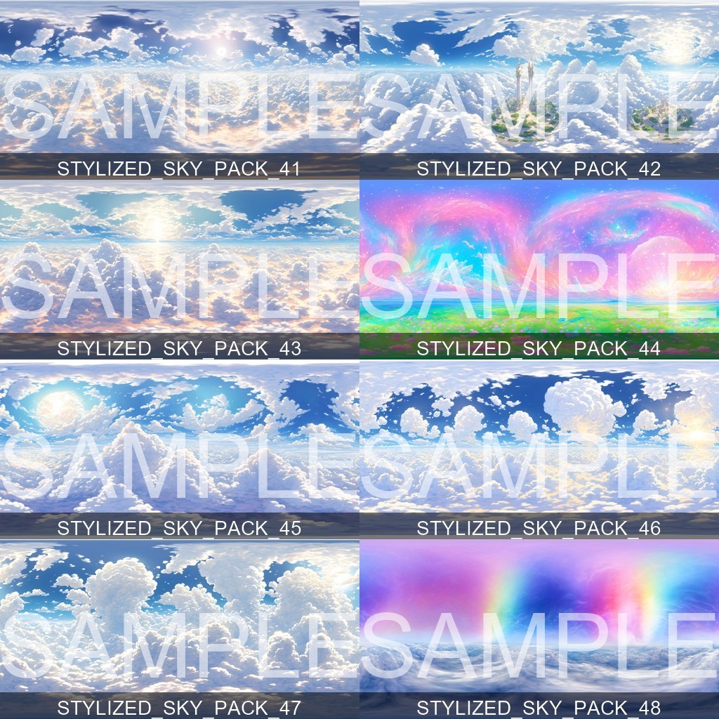【Skybox】 Stylized Sky Pack 1｜スタイリッシュスカイパック1（50種入り） - DevMateria - BOOTH