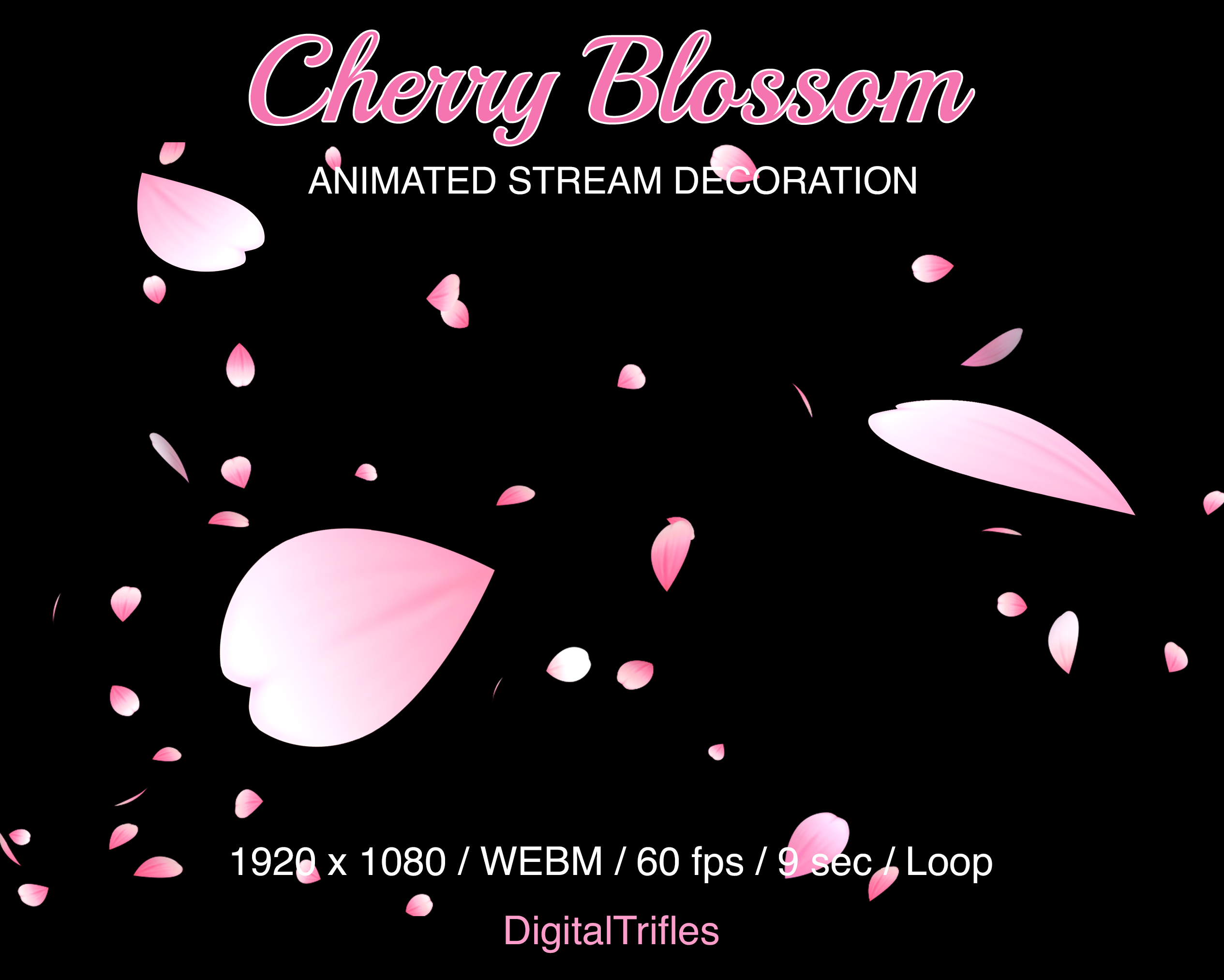 Cherry blossom animation, Twitch stream overlay, pink sakura petals ...