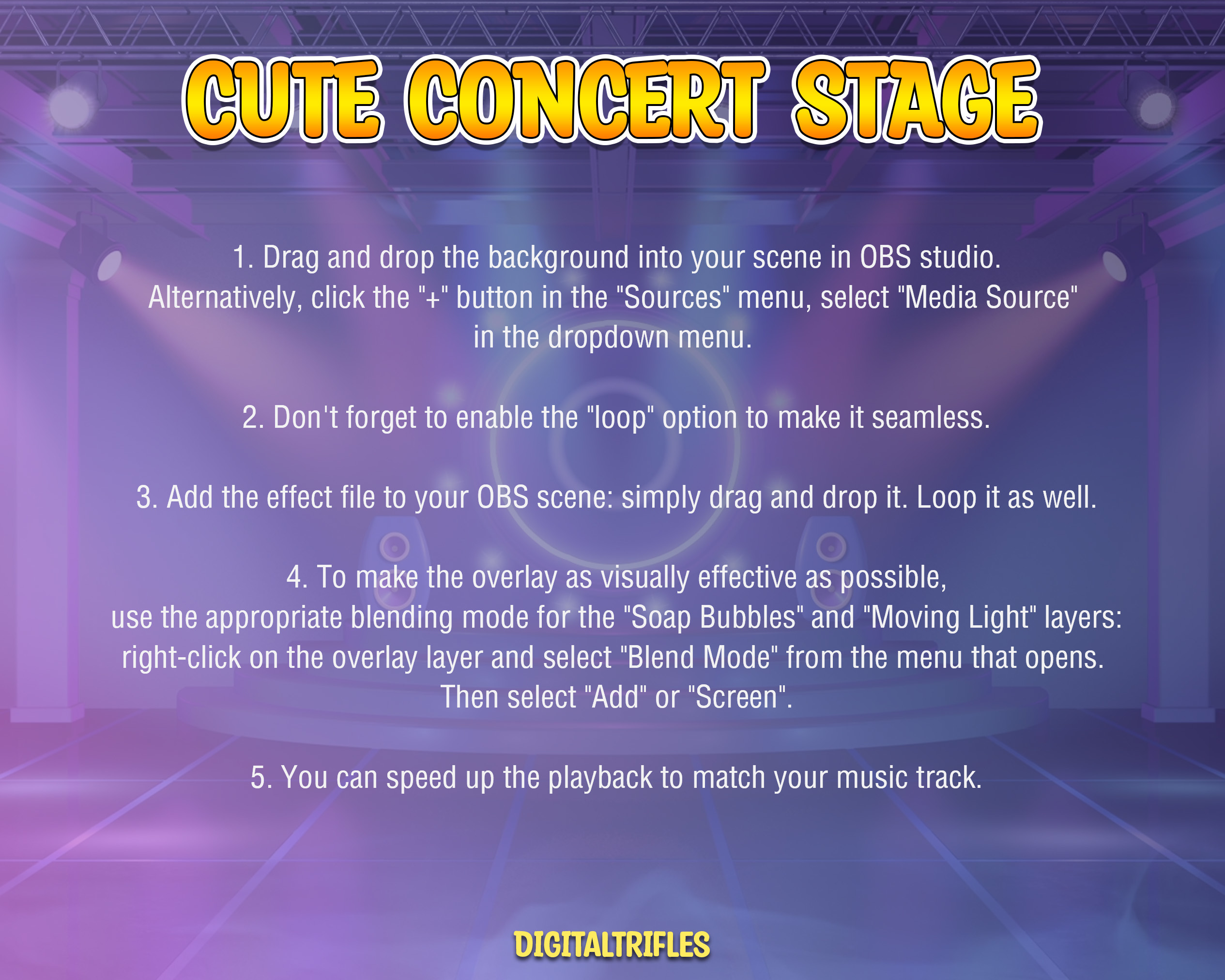 ストリーマーやVTuber、向けのアニメーションステージライトエフェクト、コンサートライブ会場背景、Twitchストリームオーバーレイ、OBS ...