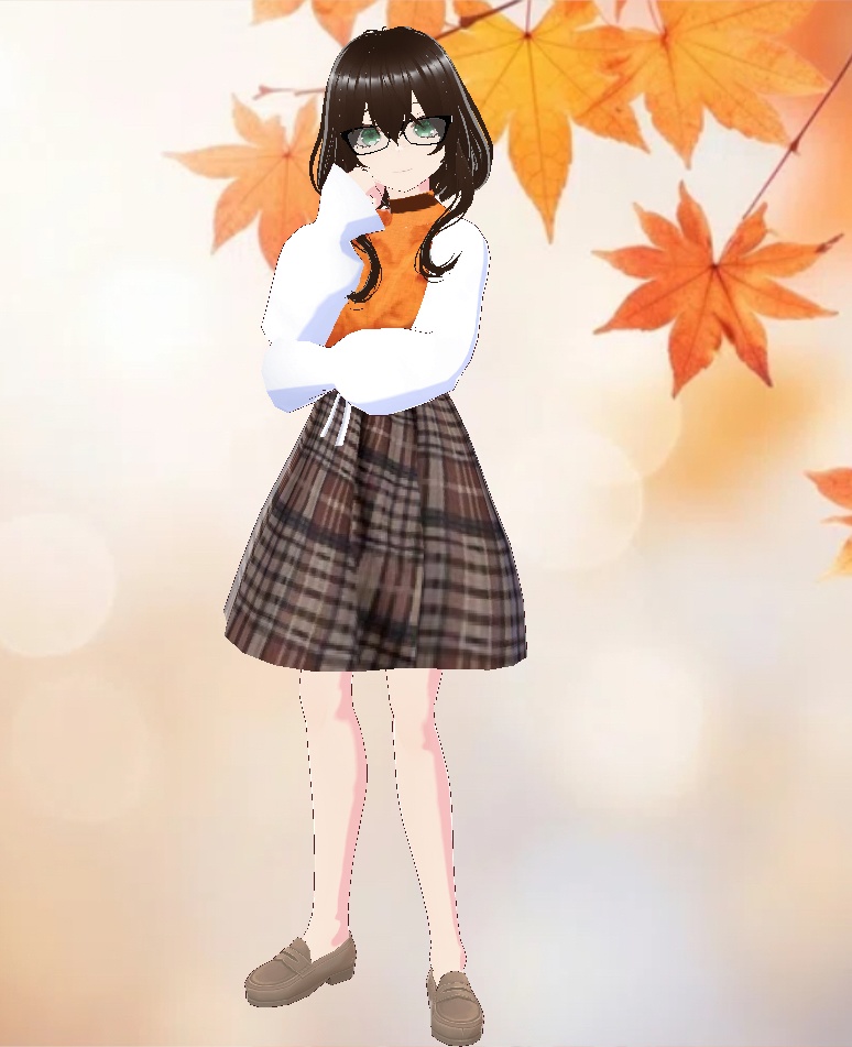 Cute plaid fall dress (VRoid) - The Nine Tailed Kitsune - BOOTH