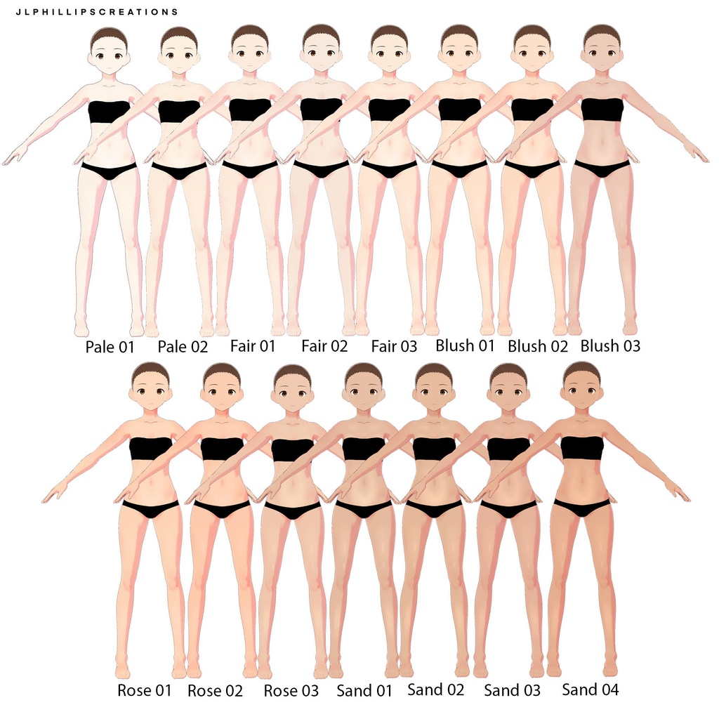 FREE VROID Studio 41 Skin Tone Body Package - JLPhillipsCreations - BOOTH