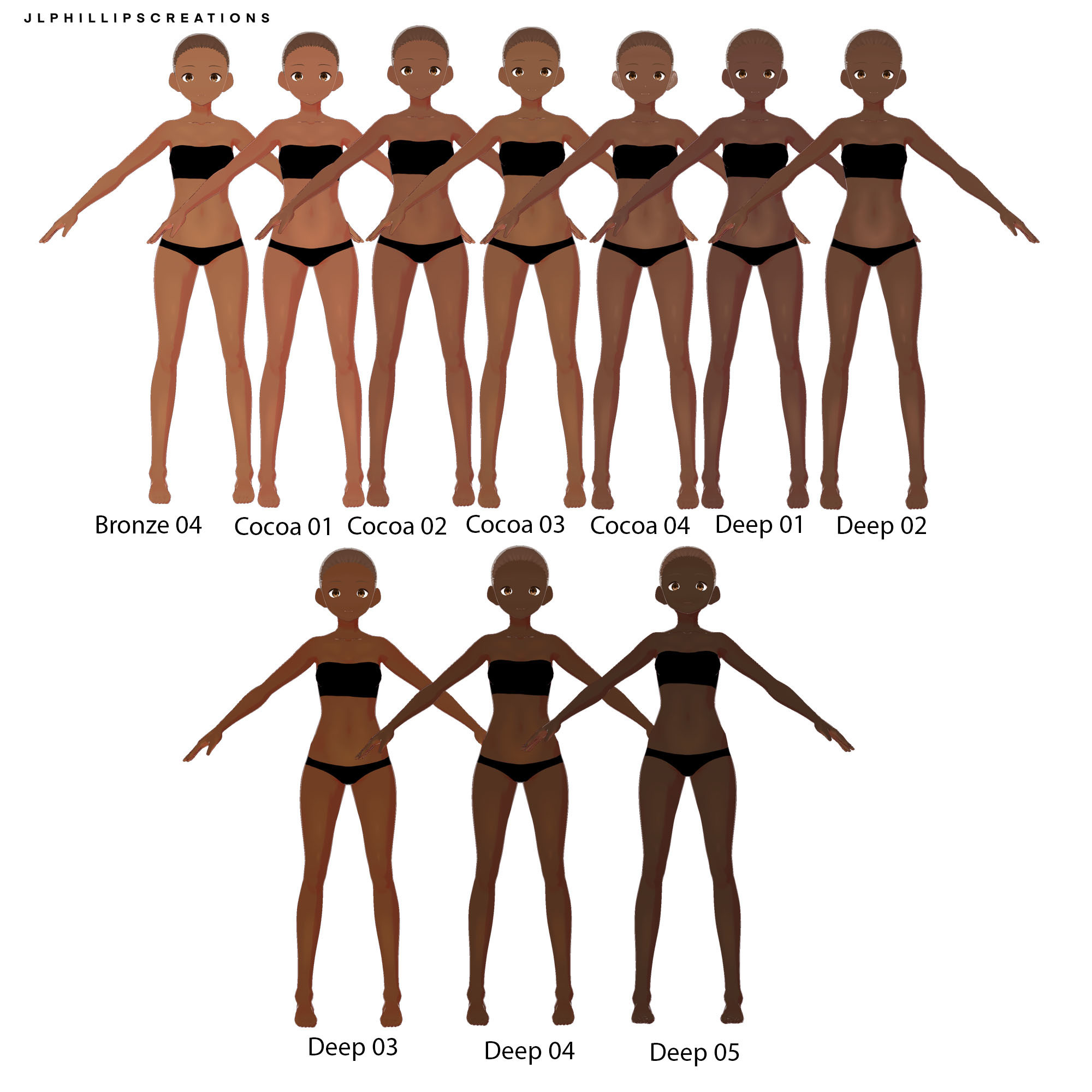 FREE VROID Studio 41 Skin Tone Body Package - JLPhillipsCreations - BOOTH