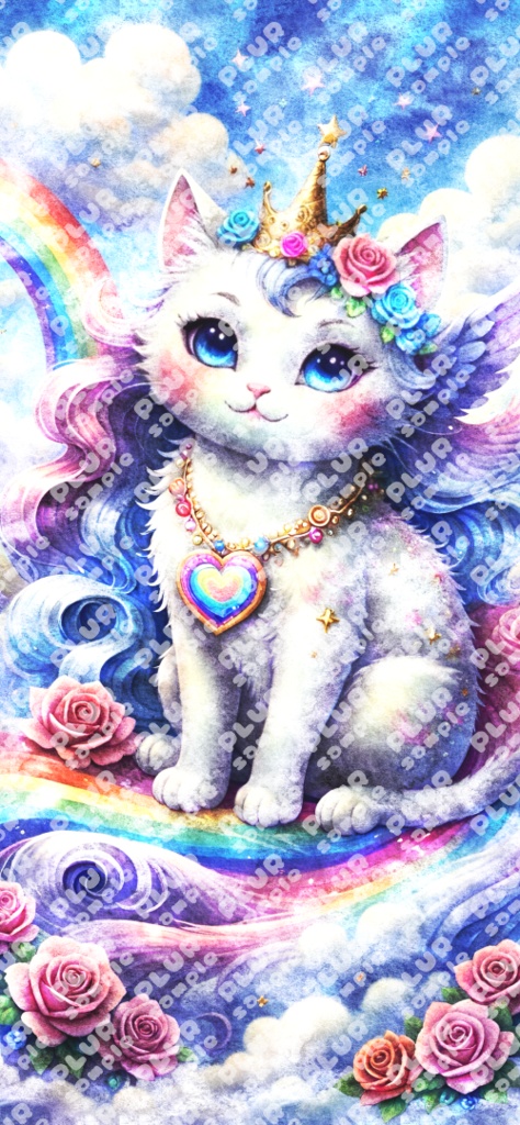 10 Kawaii Cat Kitty Rainbow Pegasus WaterColor 水彩 スマホ壁紙 - LOVE ...