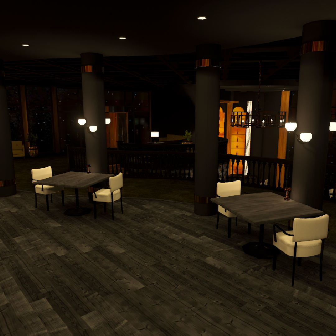 VRChat World The Amber Tower Bar Restaurant - spookyghostboo - BOOTH